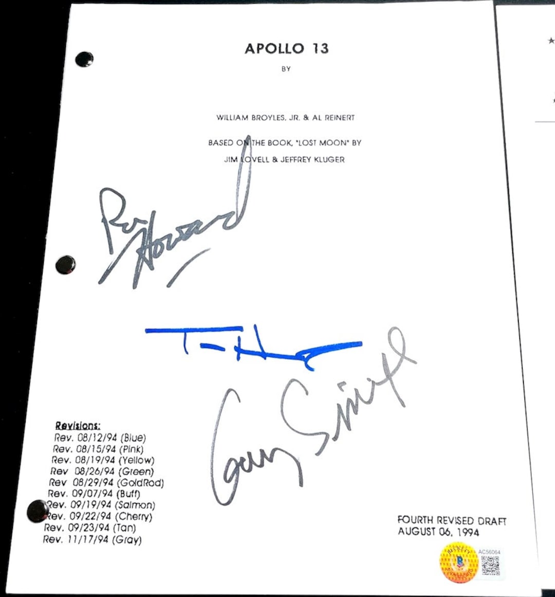 Tom Hanks, Gary Sinise & Ron Howard Autographed Signed Apollo 13 Movie ...