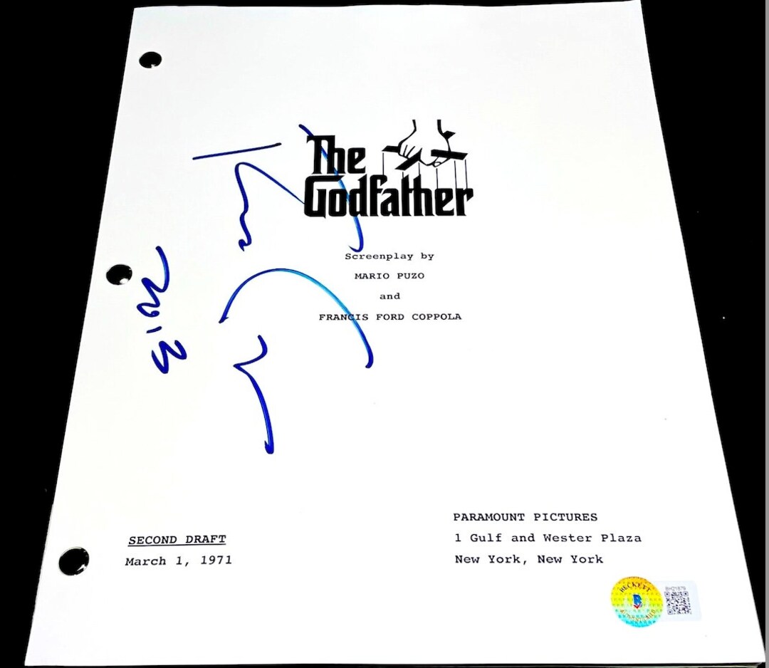 Francis Ford Coppola Autographed Signed the Godfather Movie Script ...
