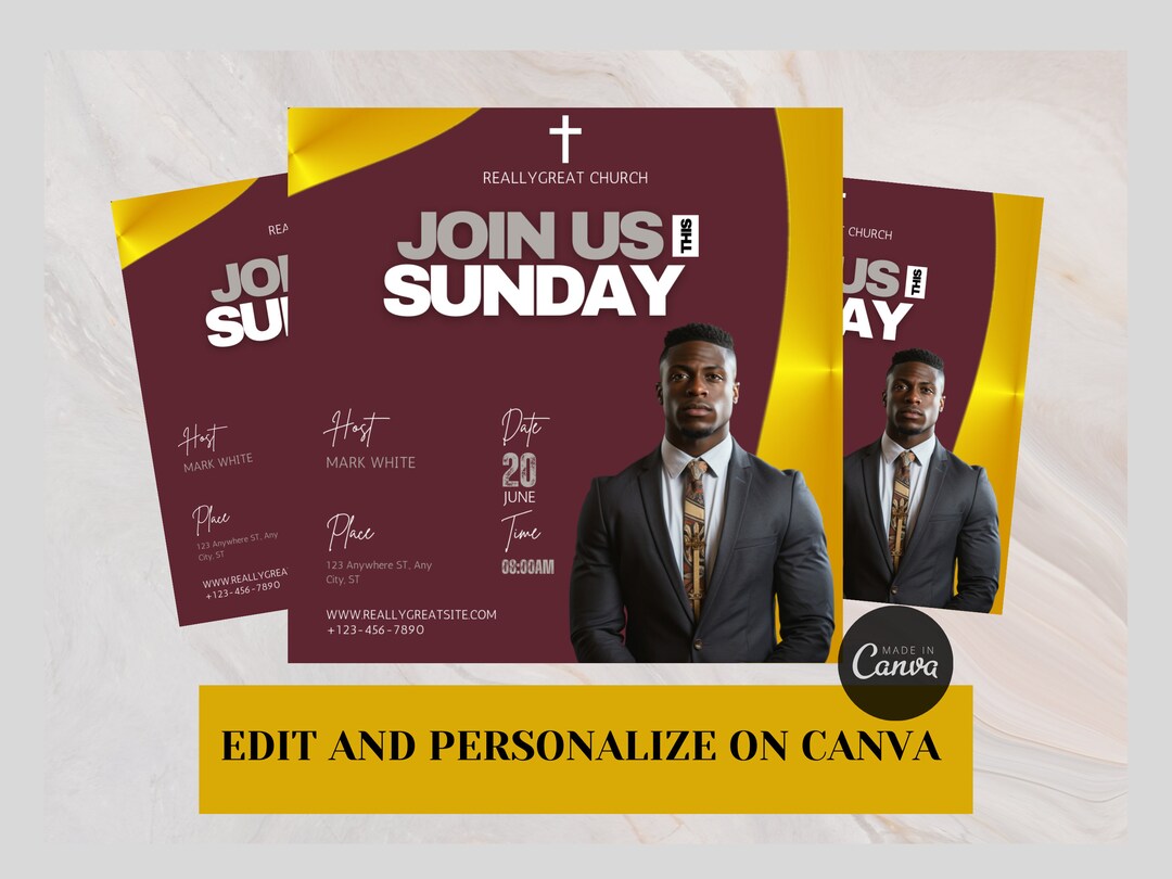 Church Service Flyer Template | Editable Event Design (canva) - Etsy