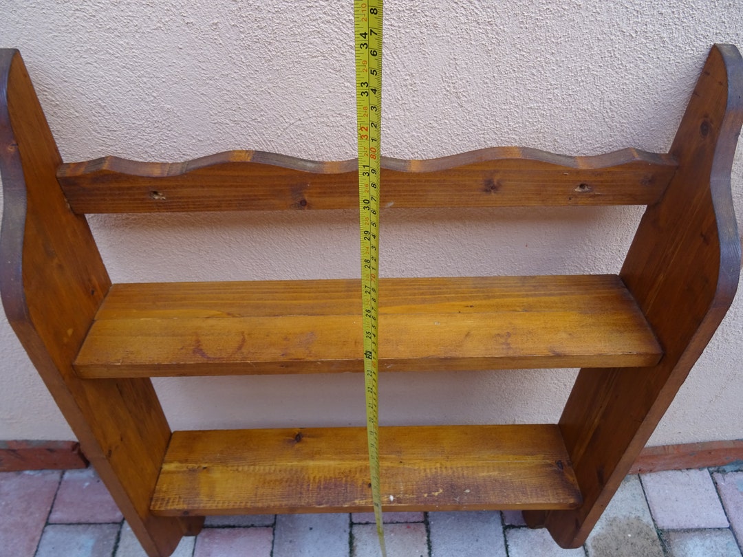 LARGE WOODEN SPICE Rack 31 X 23 1/2 Wall Mounted Shelf-kitchen Storage ...