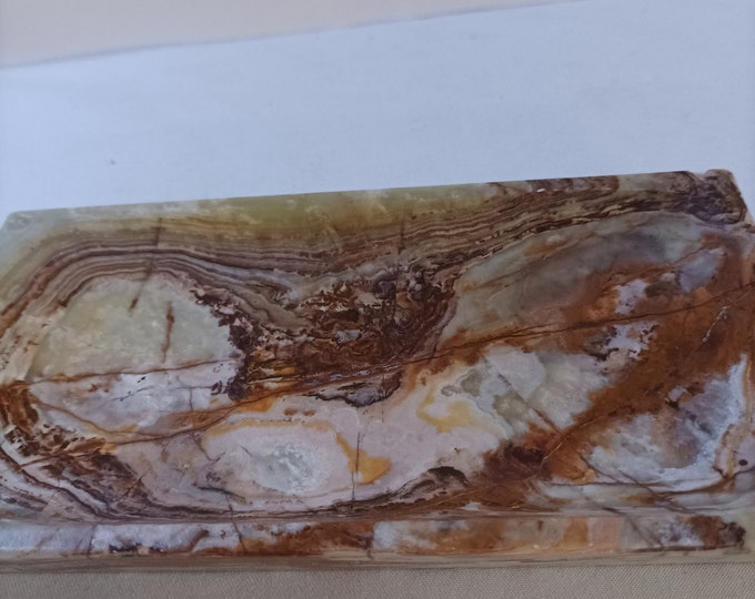 GENUINE ALABASTER Tray 8 X 4 Vintage Decorative Trinket Dish, Bathroom ...