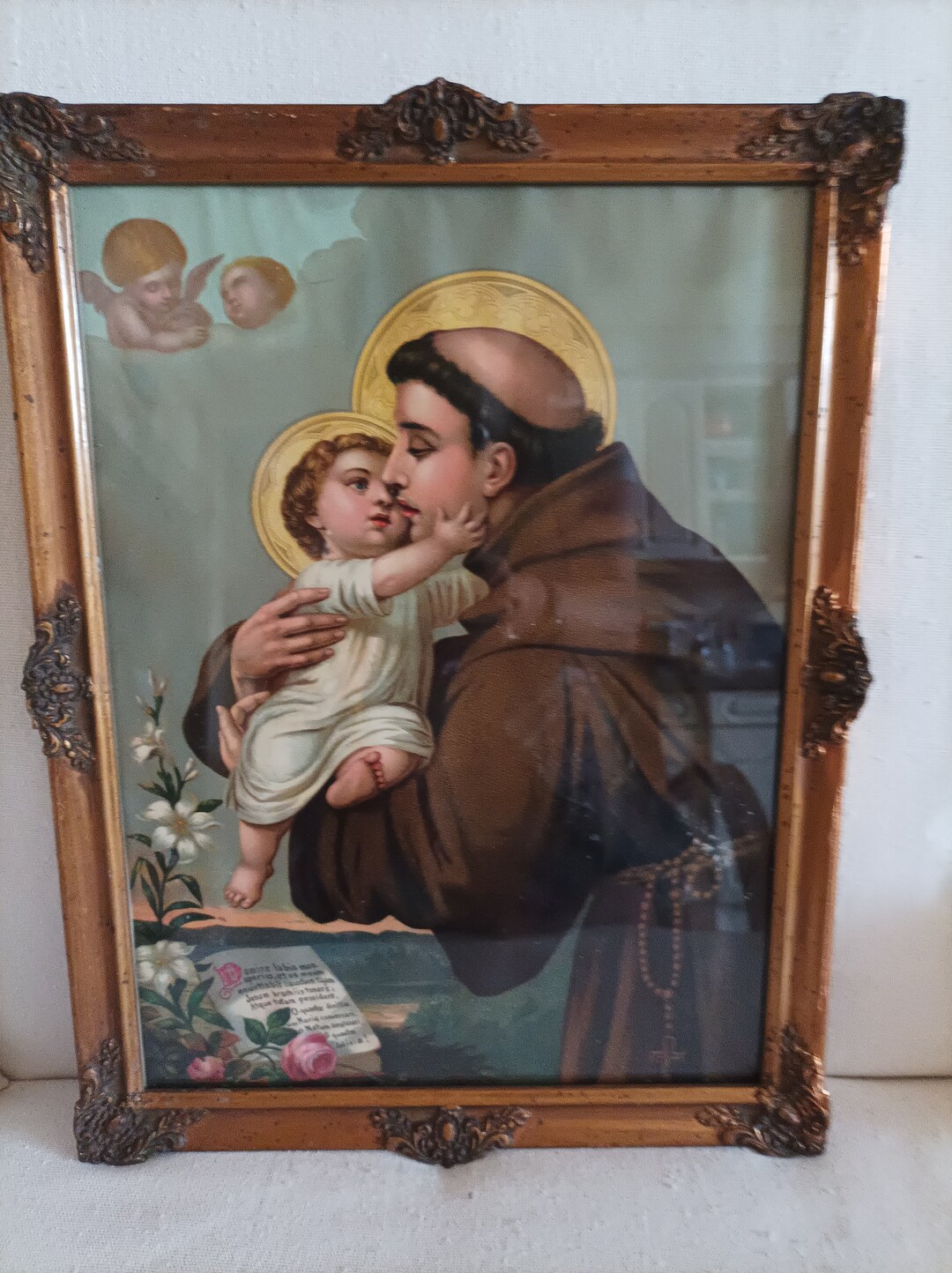 SAINT ANTHONY PRINT 13 3/4 X 10 1/2 Old Lithograph Saint Anthony of ...