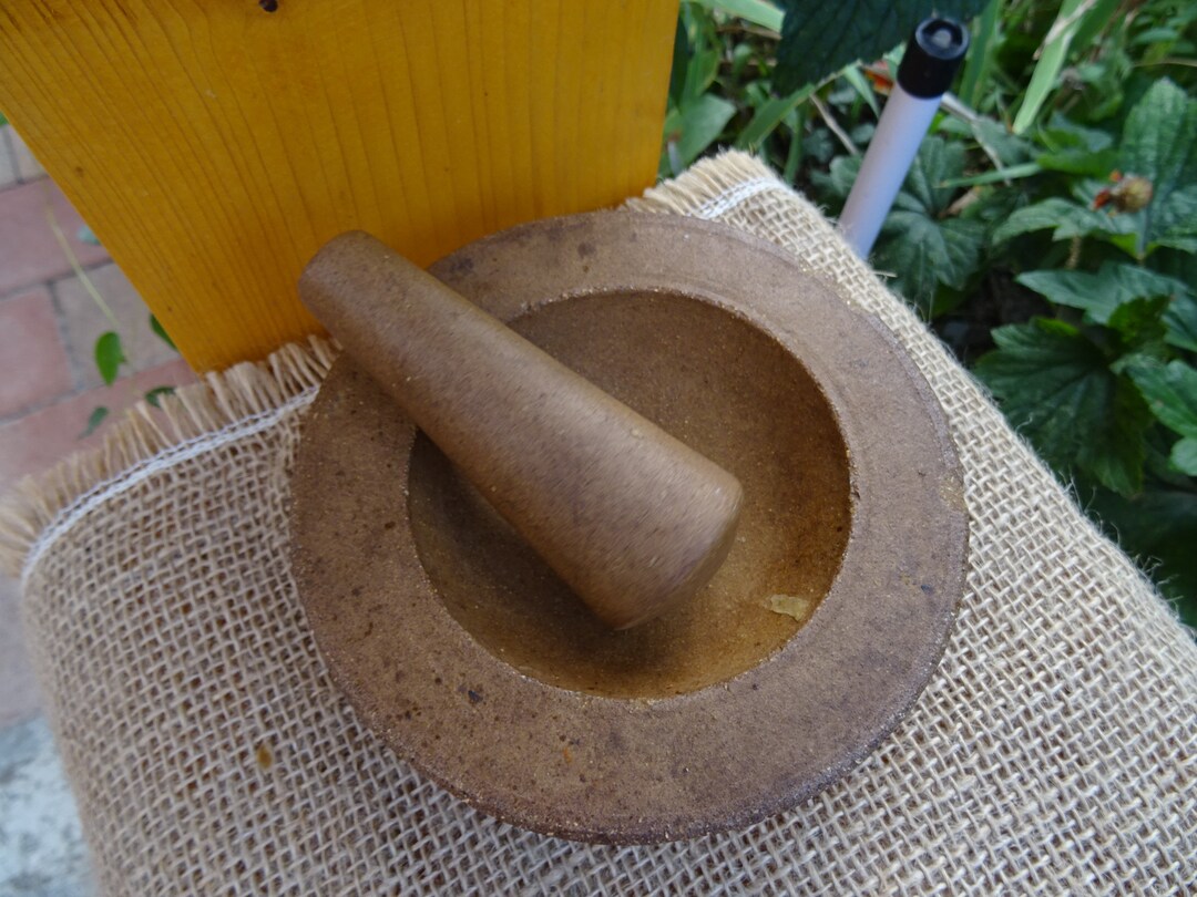HEAVY STONE MORTAR 5.71 With Pestle Manual Spice Grinder Vintage ...