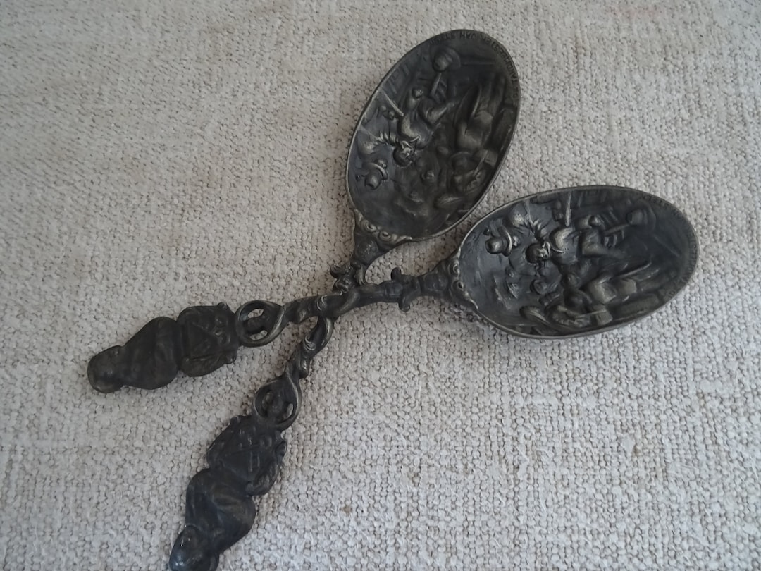 Collectible Pewter Spoons handmade Spoon in Pair Vintage Set of 2 De ...