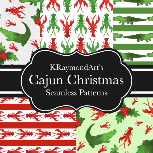 Louisiana Cajun Christmas Seamless Pattern & Elements | Etsy