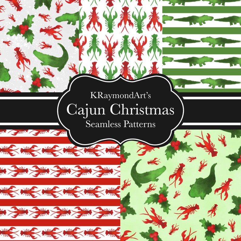 Louisiana Cajun Christmas Seamless Pattern & Elements - Digital Paper ...