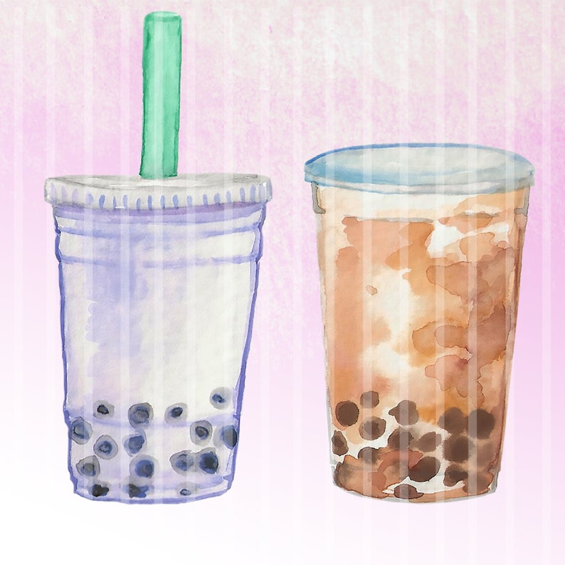 Watercolor Boba/bubble Tea - Digital Printable Clip Art - 300 Dpi PNG ...