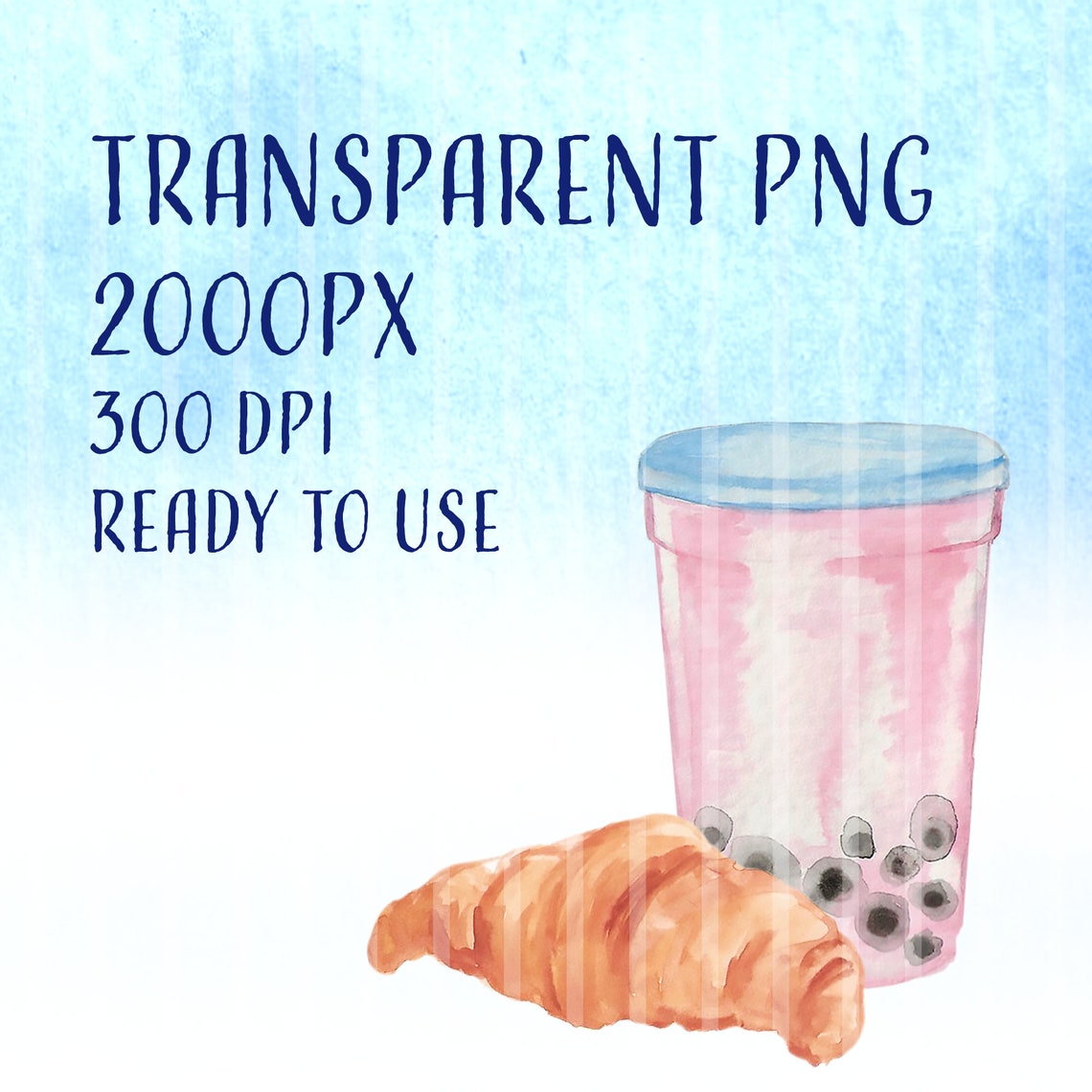 Watercolor Boba/bubble Tea - Digital Printable Clip Art - 300 Dpi PNG ...