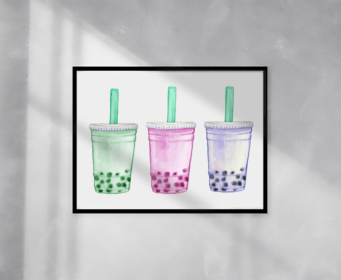 Watercolor Boba/bubble Tea - Digital Printable Clip Art - 300 Dpi PNG ...