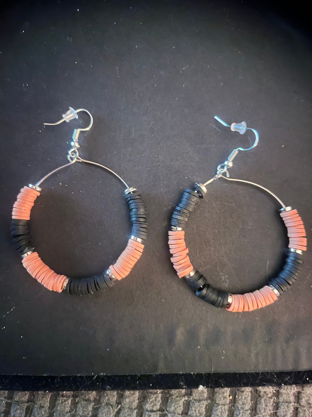 Silver Hoops With Clay Discs - Etsy