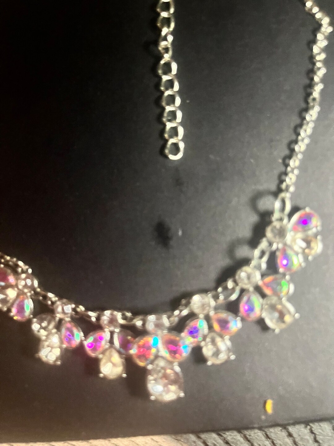 Silver Chain With Irridescent and Clear Stones - Etsy