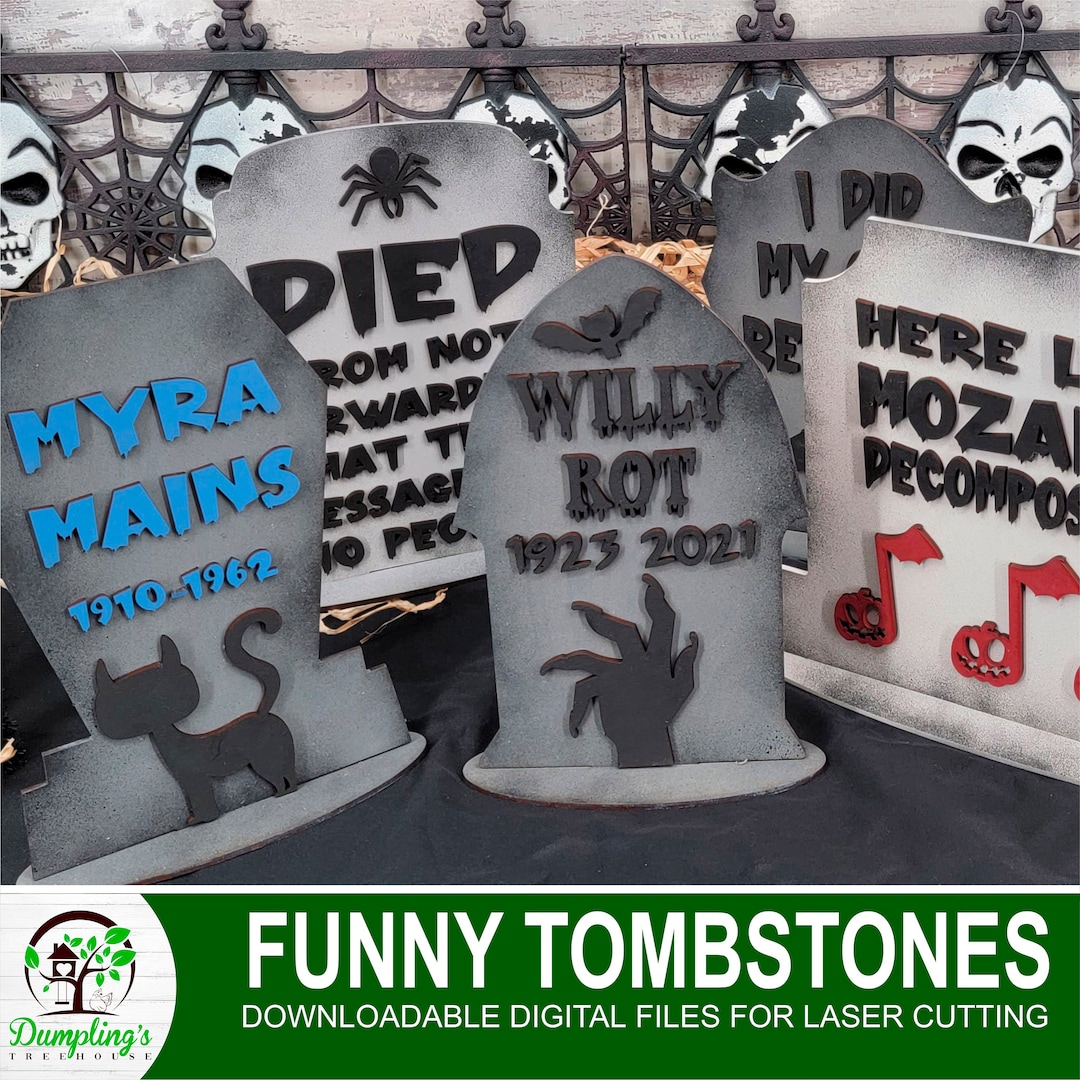 Funny Halloween Tombstones | Laser Ready File | Glowforge File ...