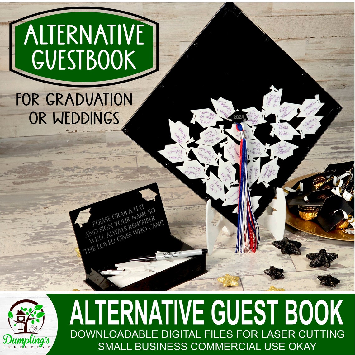 Graduation Alternative Guest Book Laser File | Grad Guest Book SVG ...