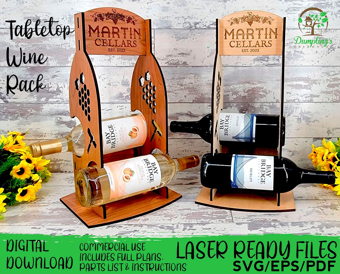 Tabletop Wine Rack Laser Ready File Glowforge File - Etsy