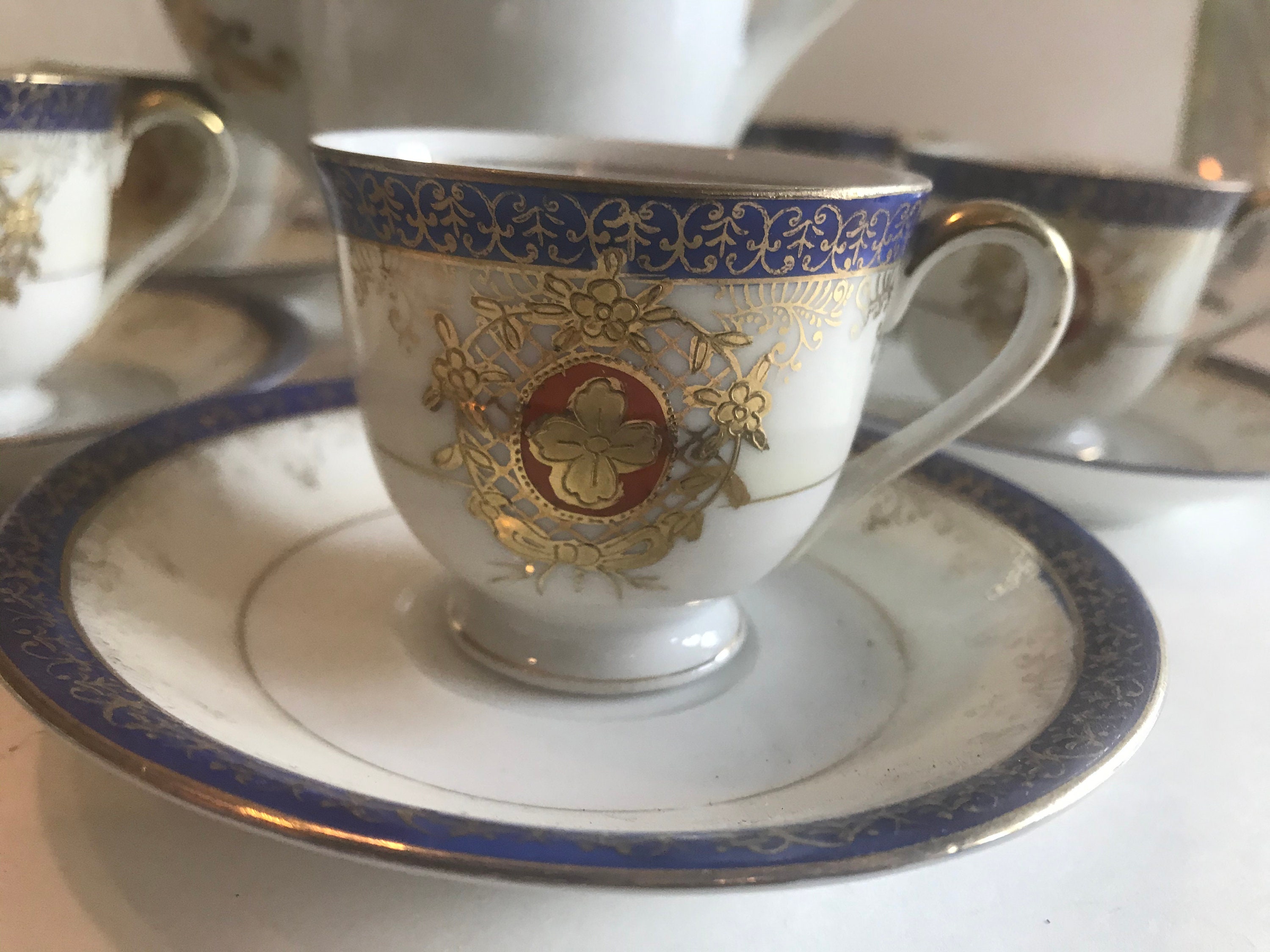 Vintage Japanese Hand-painted Adeline Demitassie Tea Set, Japanese Tea ...