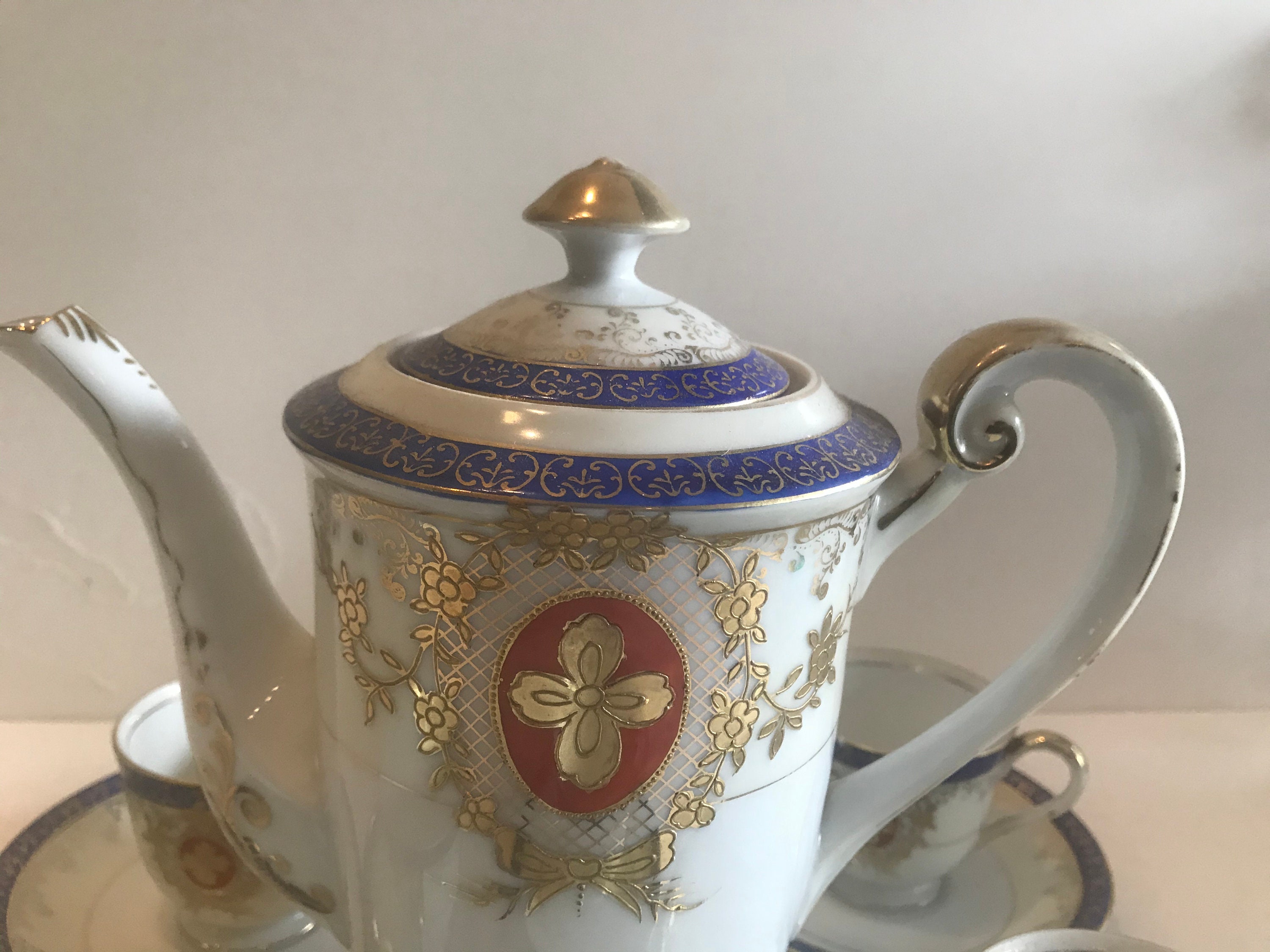 Vintage Japanese Hand-painted Adeline Demitassie Tea Set, Japanese Tea ...