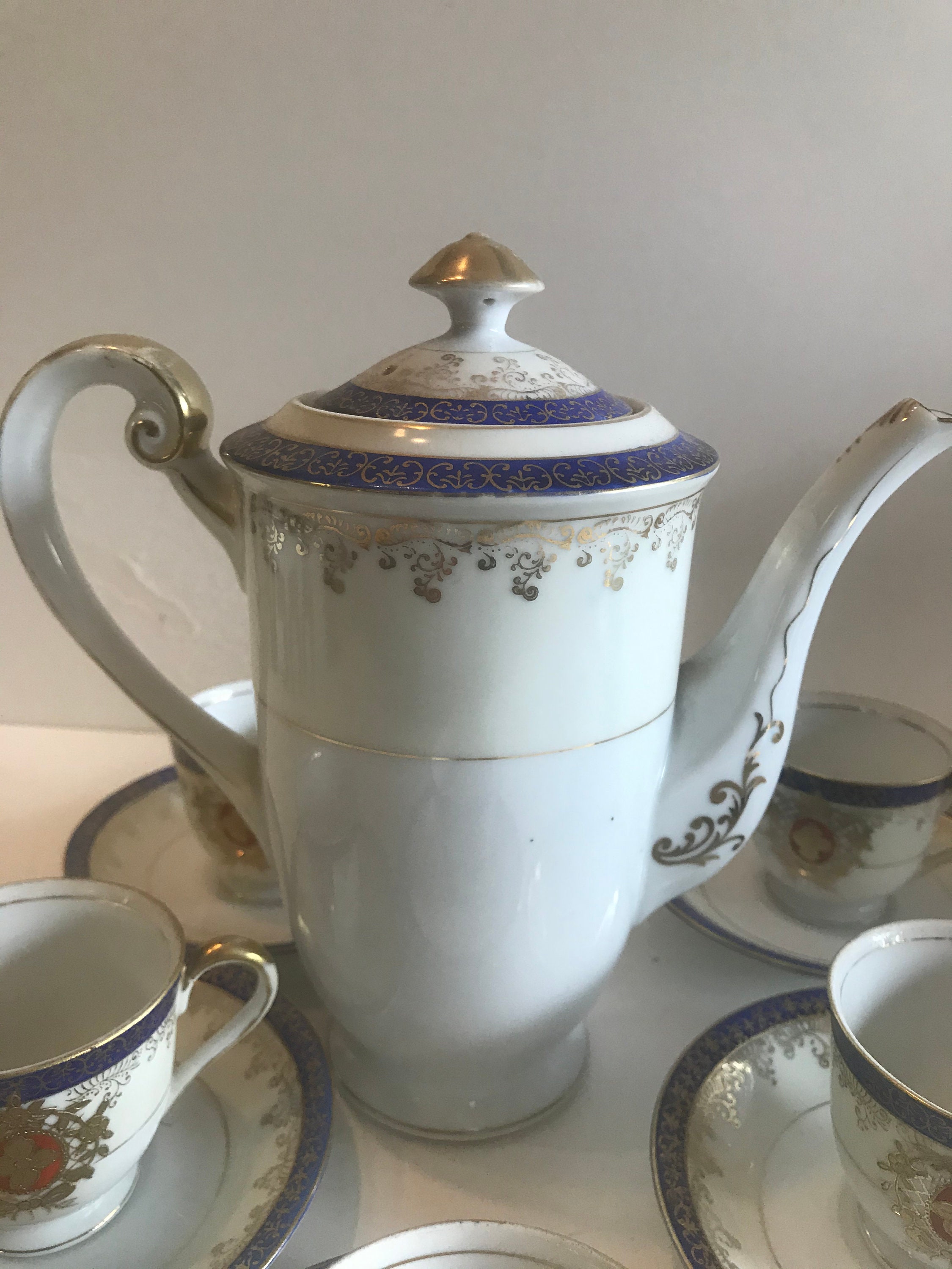 Vintage Japanese Hand-painted Adeline Demitassie Tea Set, Japanese Tea ...