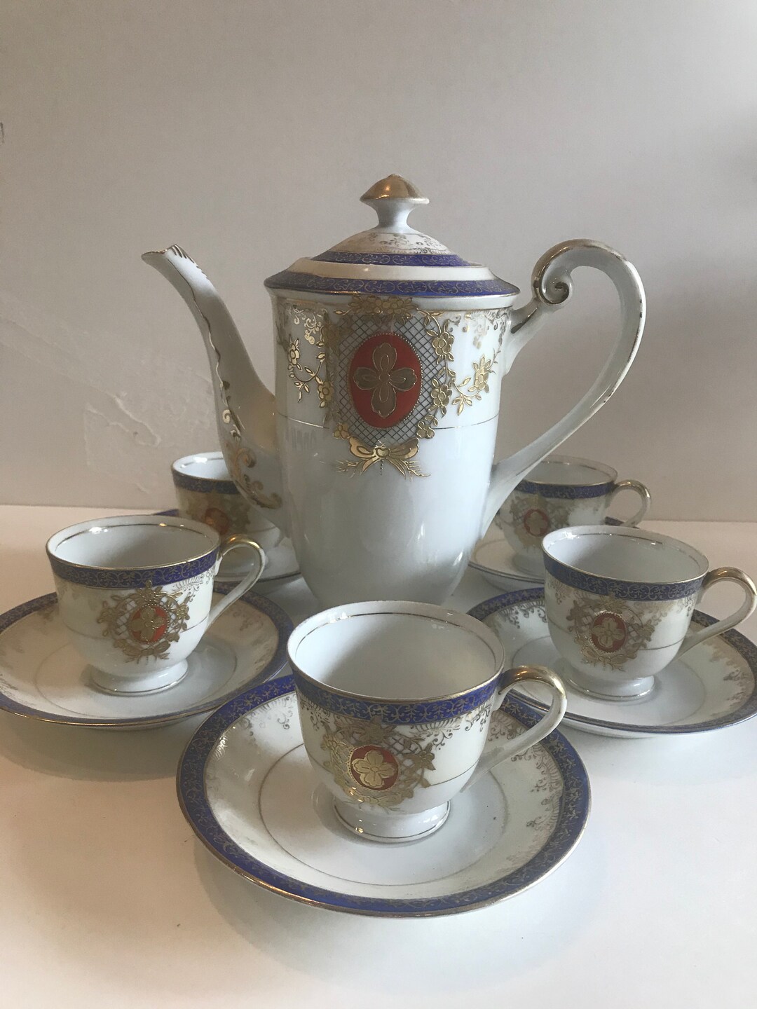 Vintage Japanese Hand-painted Adeline Demitassie Tea Set, Japanese Tea ...