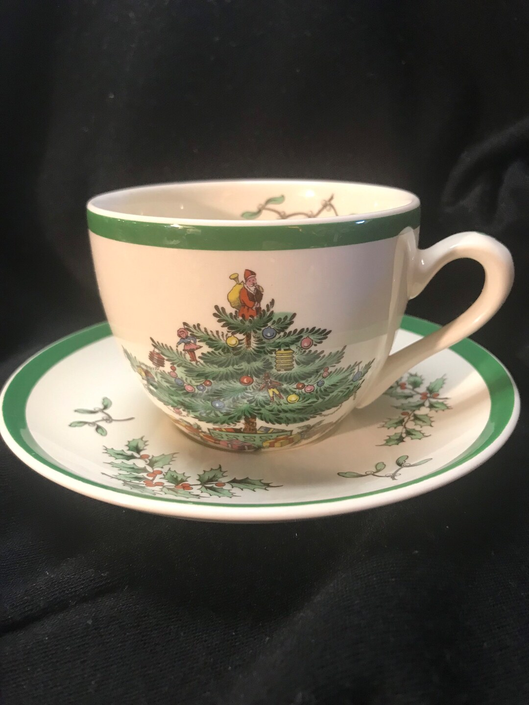 Set of 6 Spode Christmas Tree Cups and Saucers Made in England. Very ...