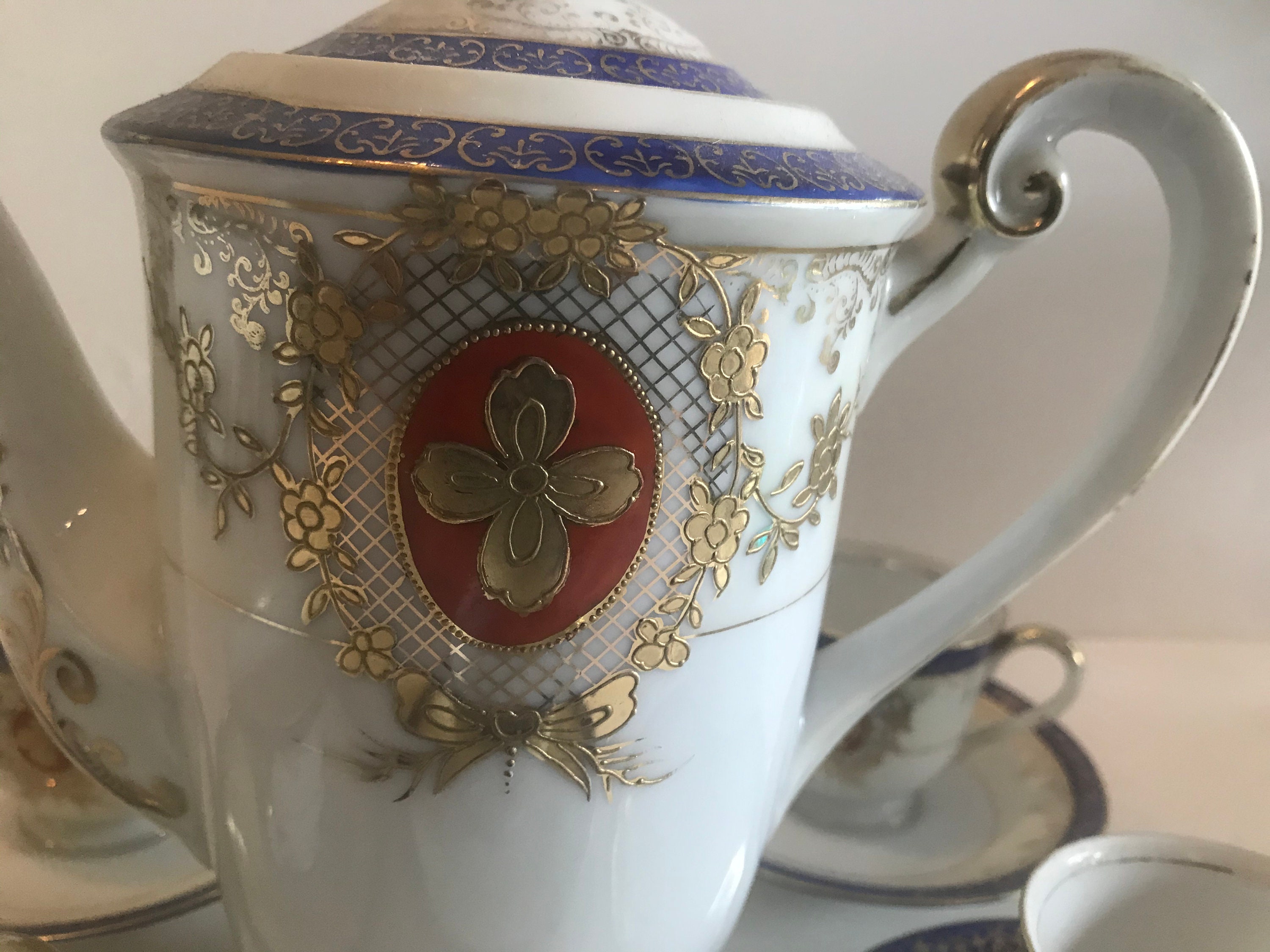 Vintage Japanese Hand-painted Adeline Demitassie Tea Set, Japanese Tea ...