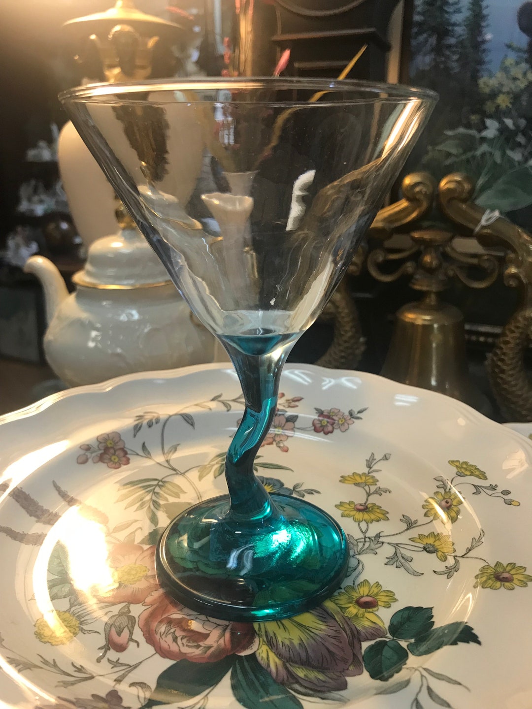 Set of 2 Blown Glass Stems. Unique Design. Great Condition. Beatiful ...