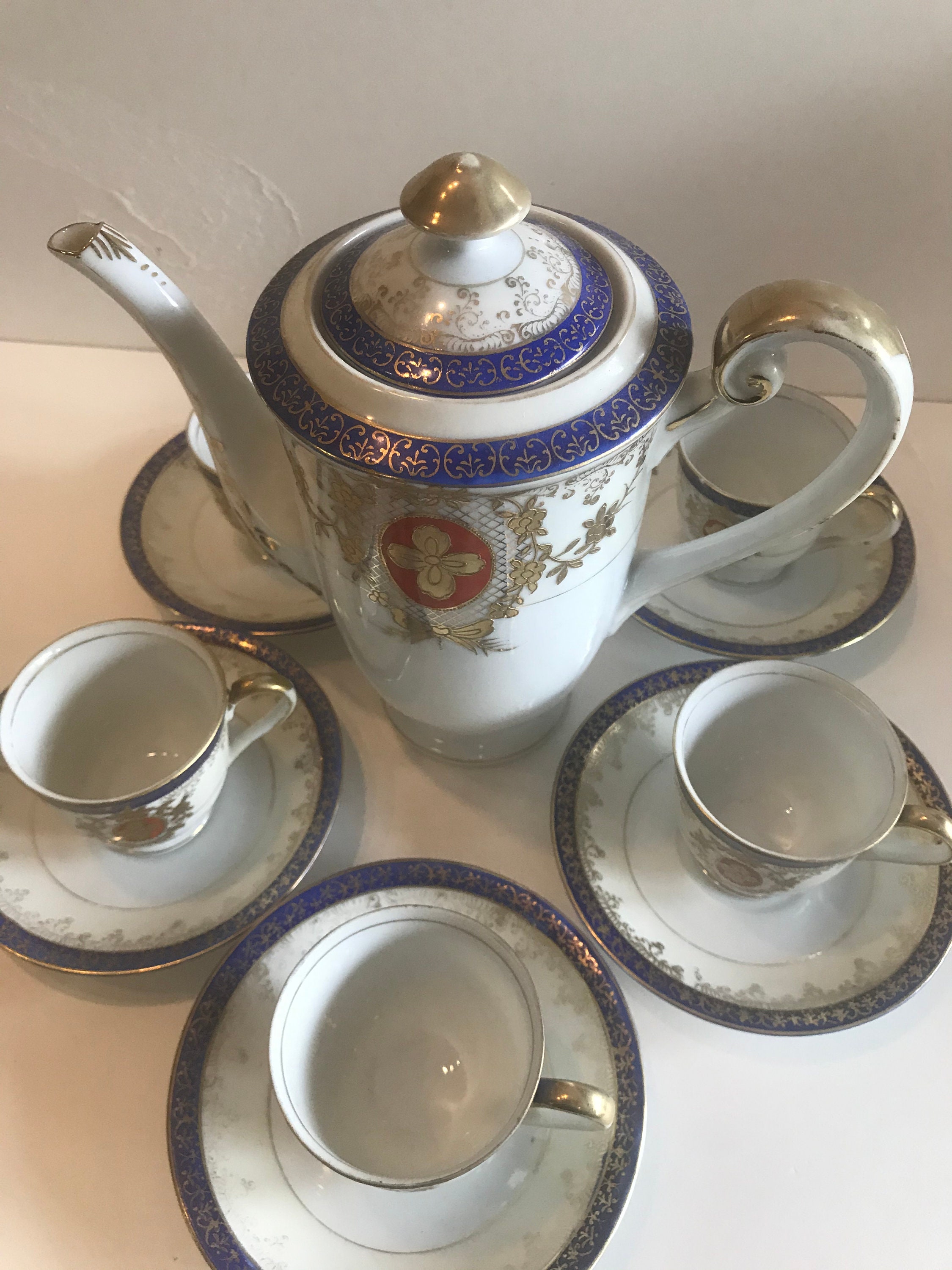Vintage Japanese Hand-painted Adeline Demitassie Tea Set, Japanese Tea ...