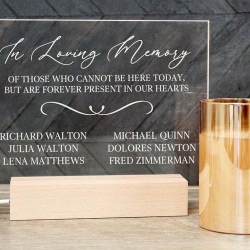 Memory Table Sign for Wedding With Names Acrylic Wedding - Etsy