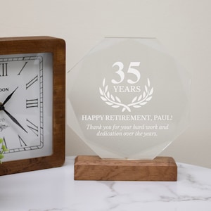 Personalized Retirement Plaque | Engraved Crystal Retirement Gift ...