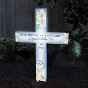 Memorial Solar Cross for Garden | Personalized Memorial Cross | Solar ...