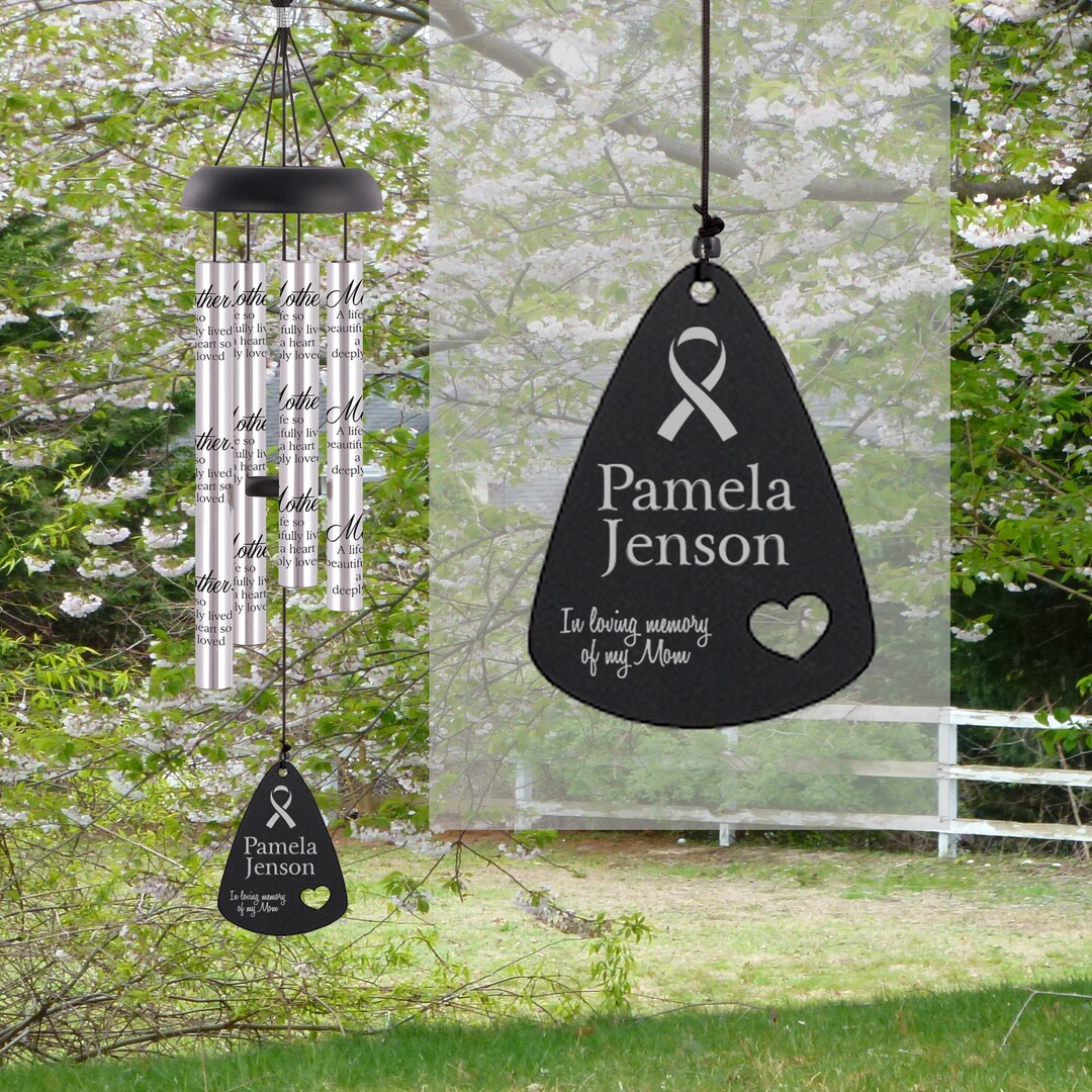 Mom Cancer Memorial Wind Chime | Mother Loss to Breast Cancer Sympathy ...