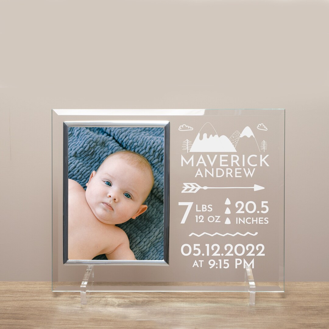 Baby Picture Frame Personalized | Engraved Baby Birth Stats Picture ...