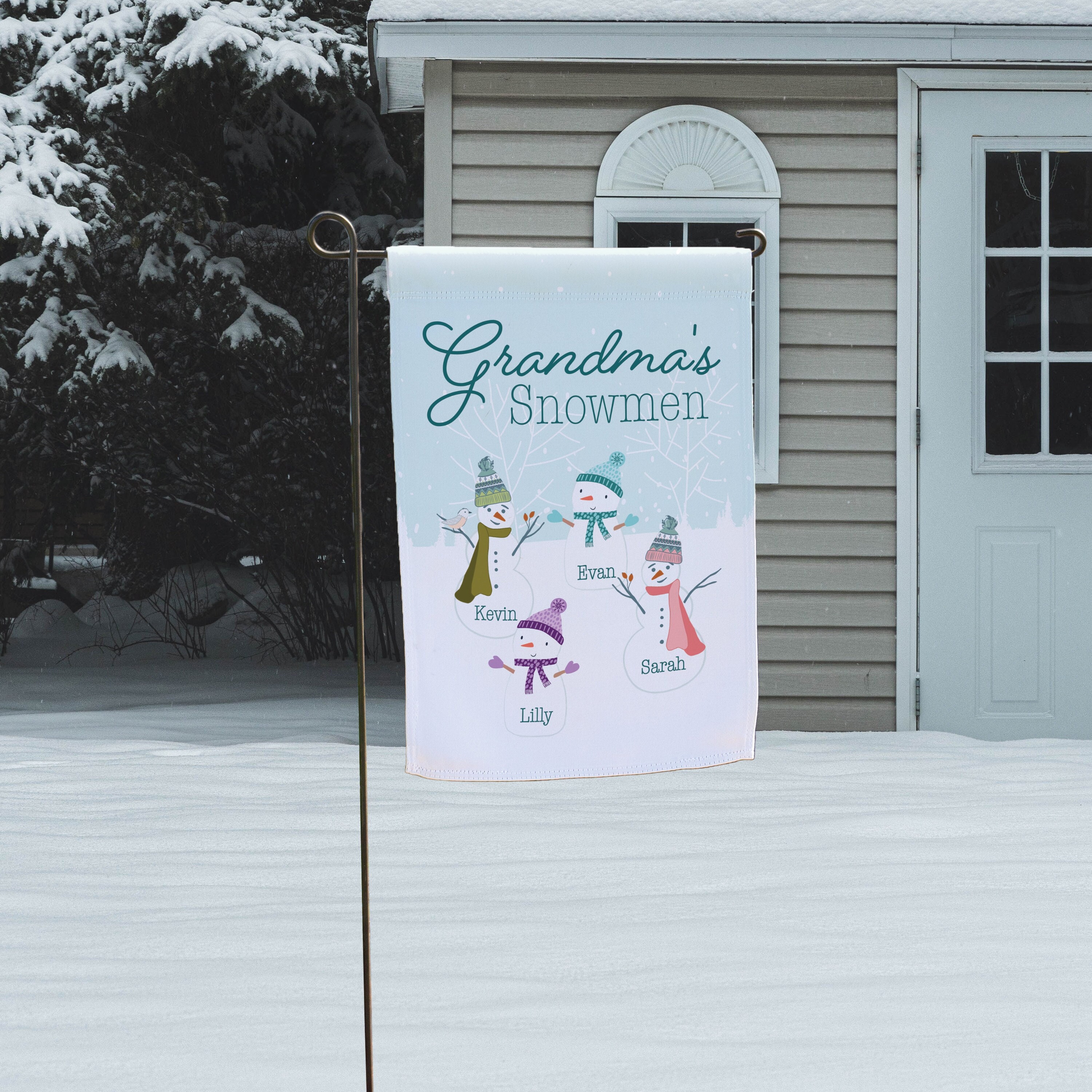Grandma's Snowmen Decor Flag | Winter Garden Flag | Personalized Garden ...