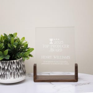 Personalized Service Award Plaque | Top Producer Award Plaque ...