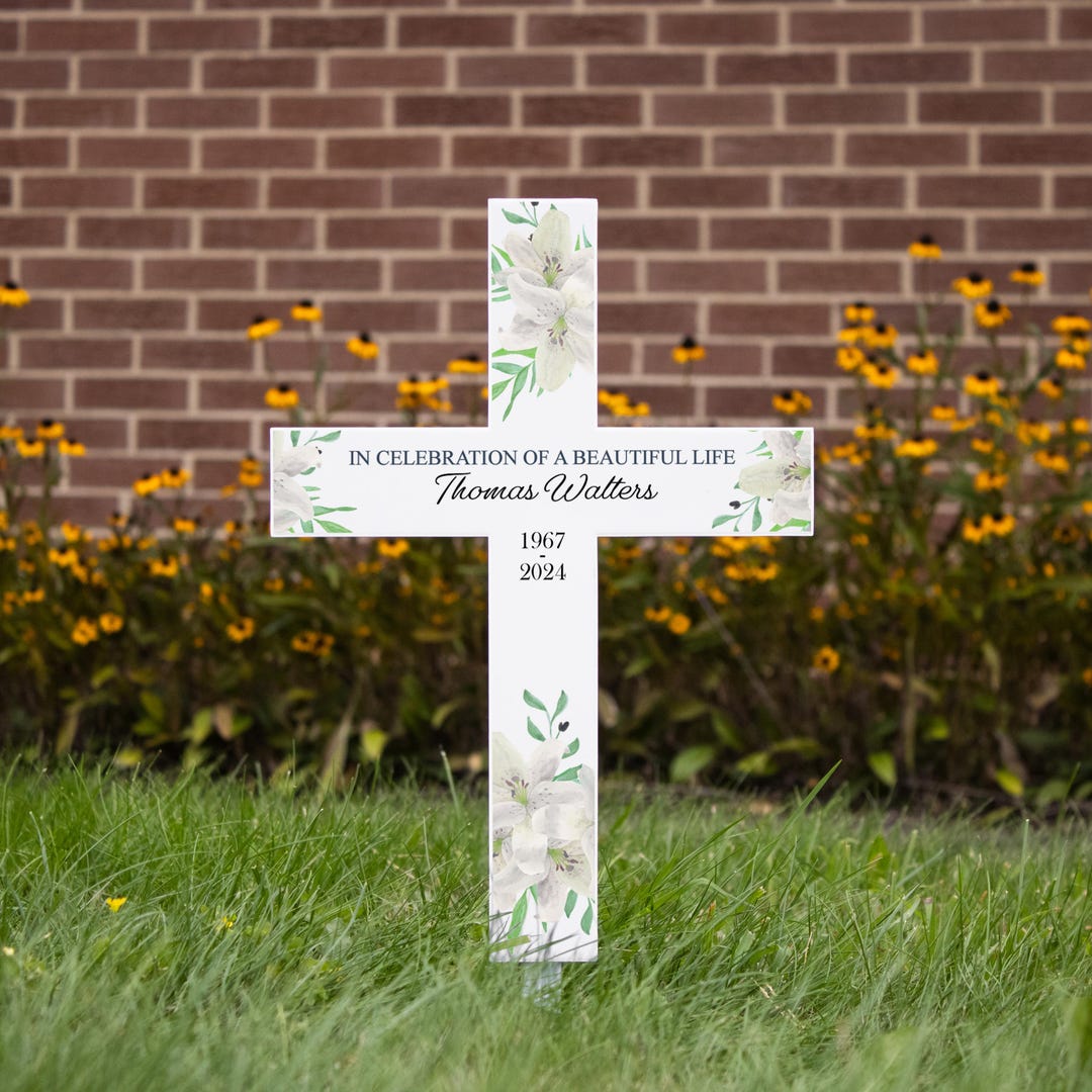 Memorial Solar Cross for Garden | Personalized Memorial Cross | Solar ...
