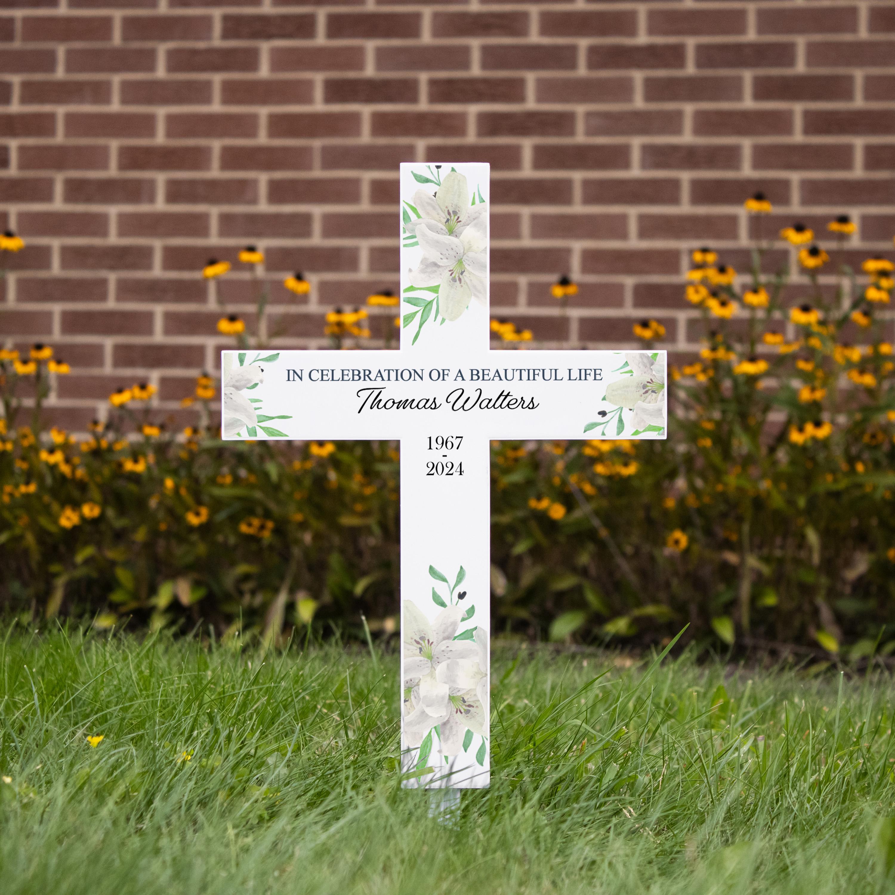 Memorial Solar Cross for Garden | Personalized Memorial Cross | Solar ...