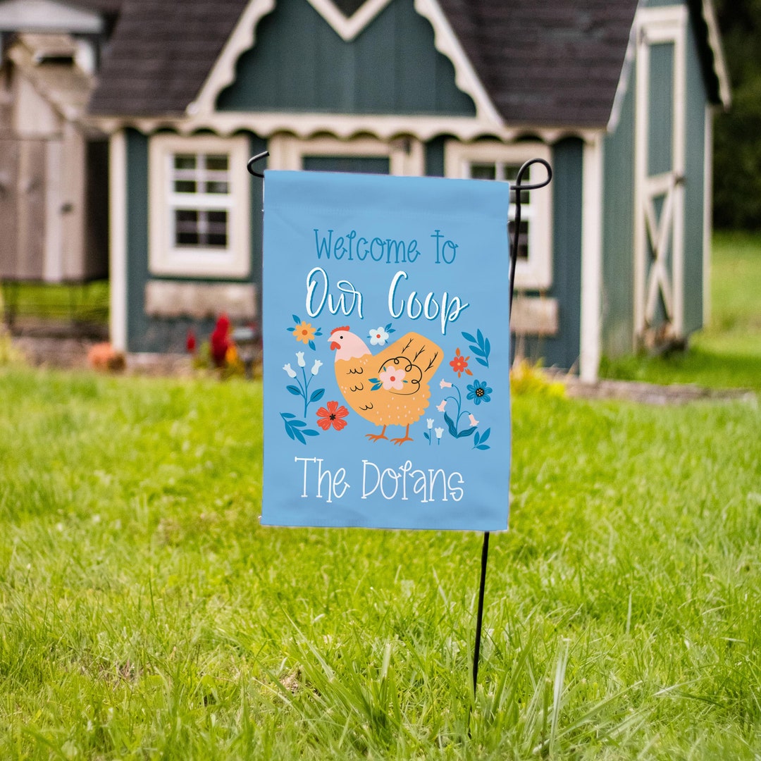 Chicken Coop Welcome Flag Personalized Chicken Lady Welcome Sign ...