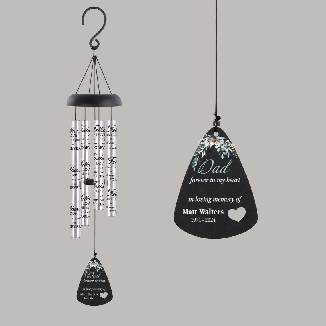Dad Memorial Wind Chime | Forever in Our Hearts Father Sympathy Wind ...