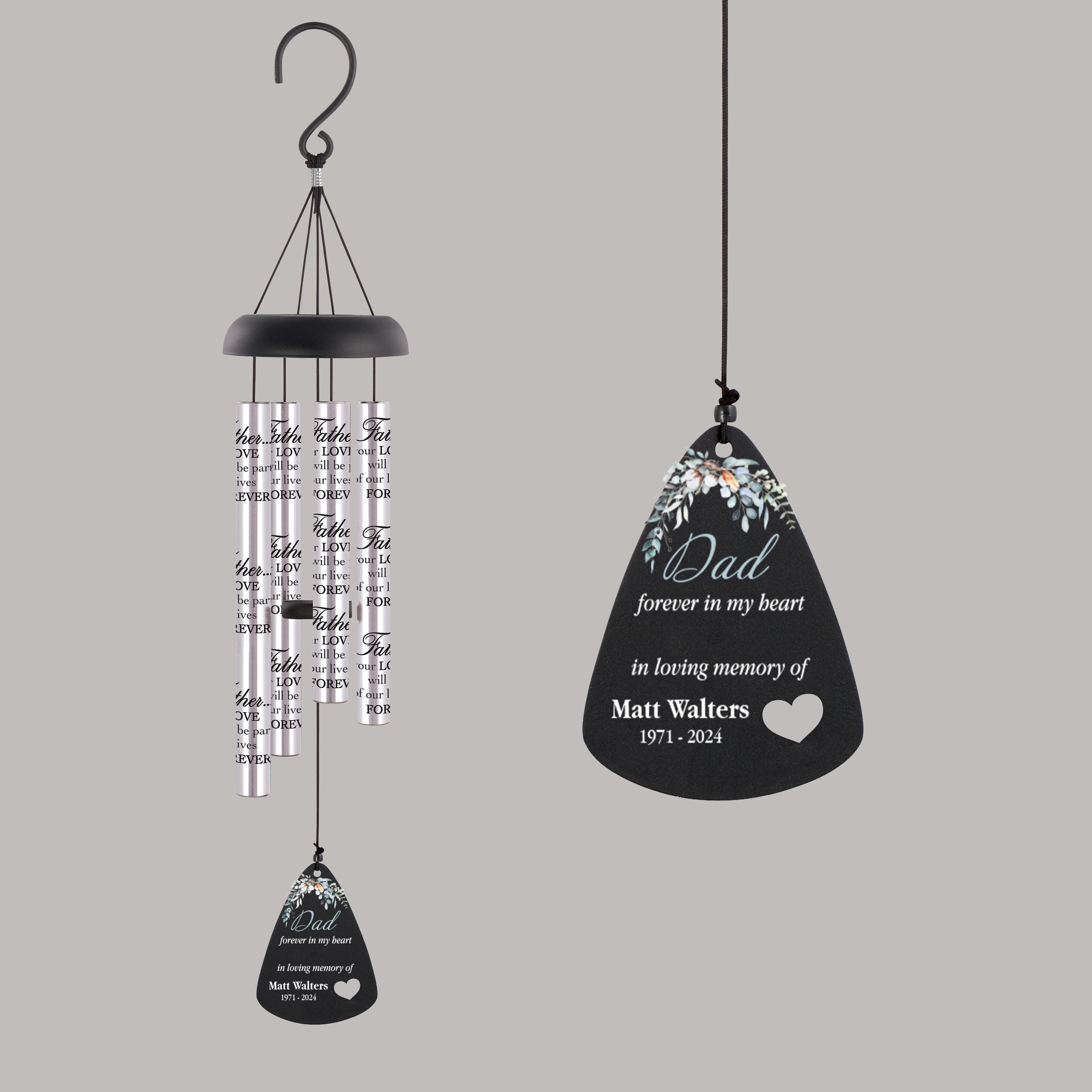Dad Memorial Wind Chime | Forever in Our Hearts Father Sympathy Wind ...