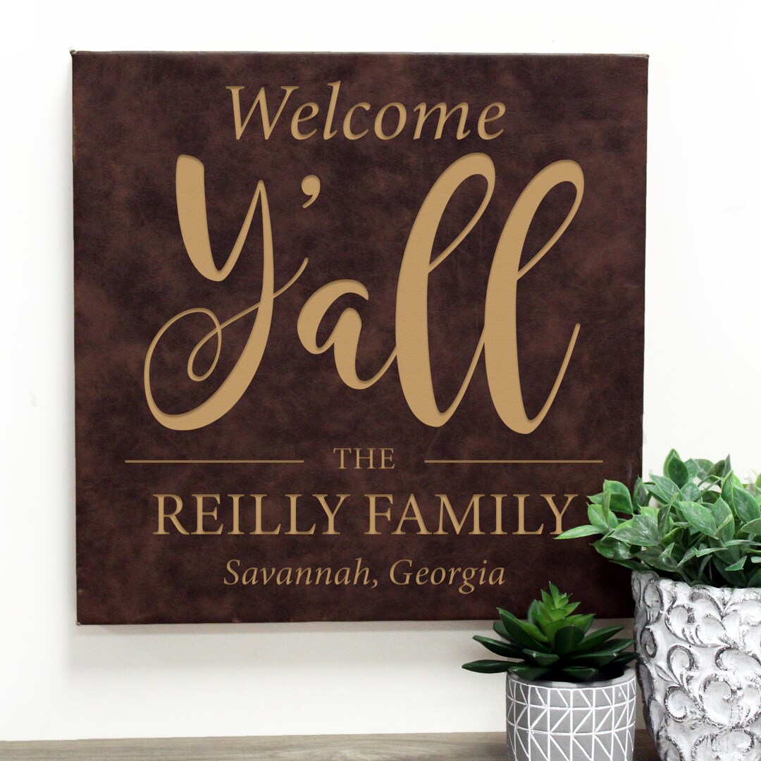 Personalized Welcome Y'all Sign Custom Welcome Sign With Family Name ...