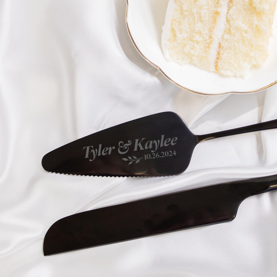 Engraved Wedding Cake Server Set - Personalized With Couple's First ...