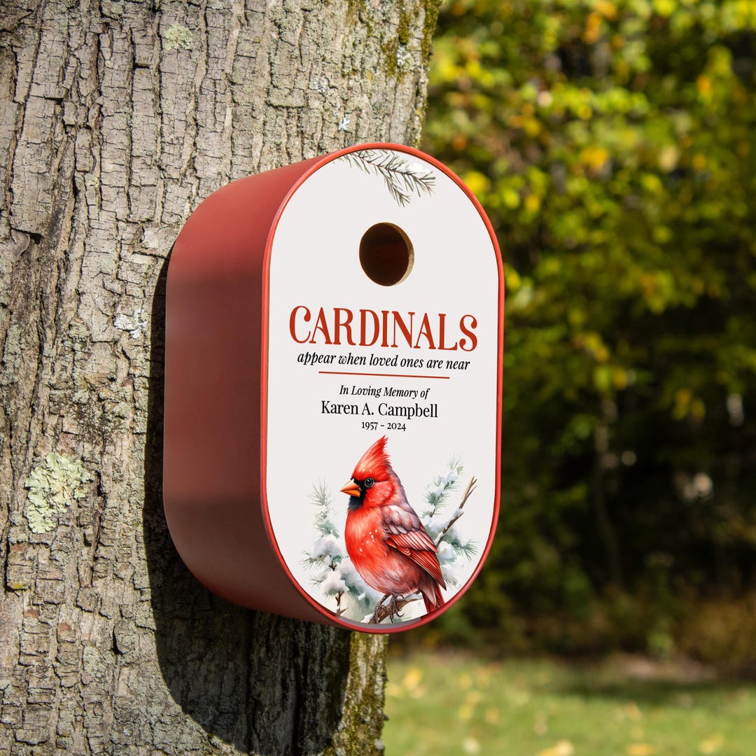 Cardinal Bird House Memorial | Garden Remembrance Gift | Personalized ...
