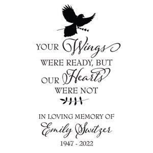 Bird Feeder Memorial Gift | Wings Ready Hearts Were Not Sympathy Gift ...