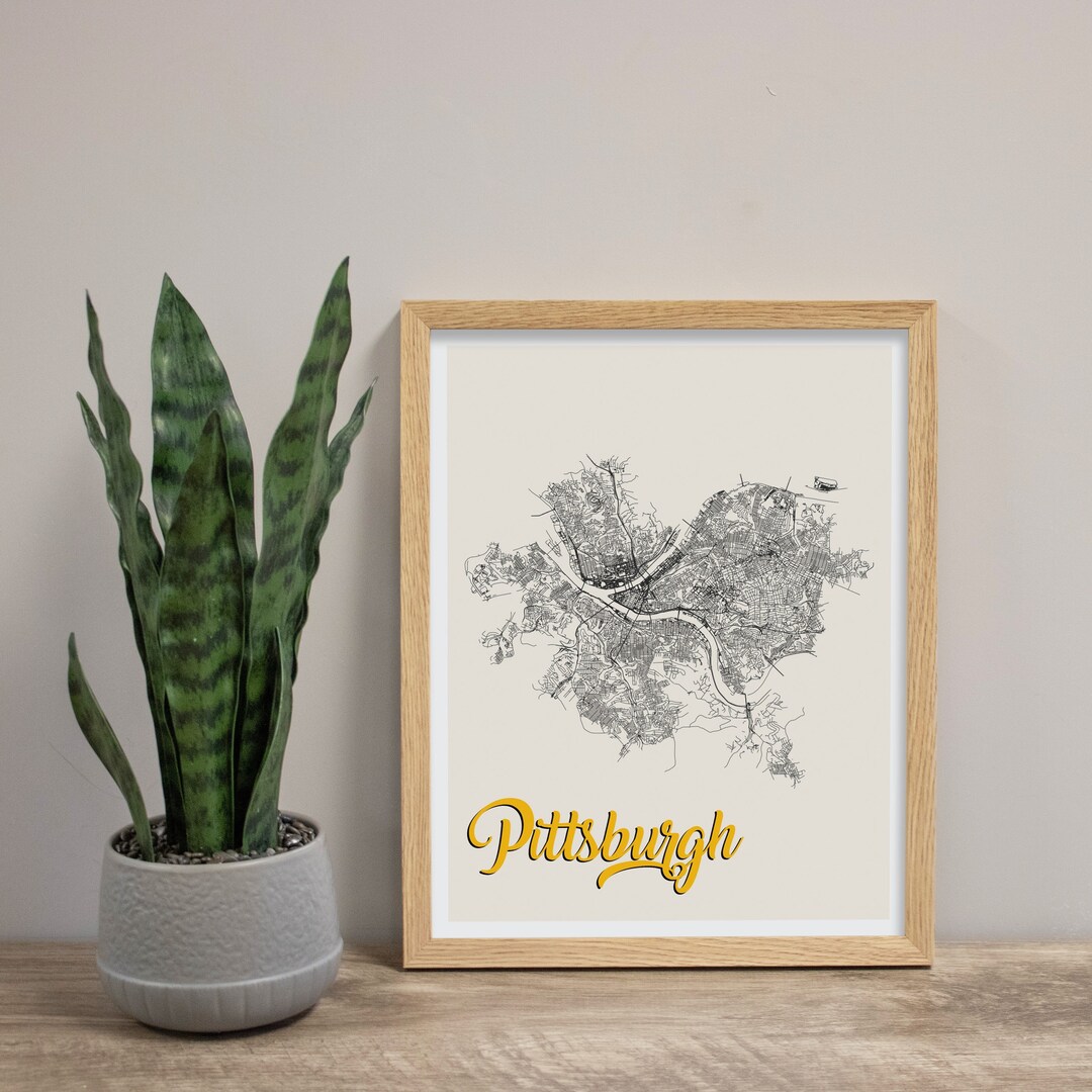 Pittsburgh Pennsylvania Art Pittsburgh Road Map Wall Sign Pittsburgh ...