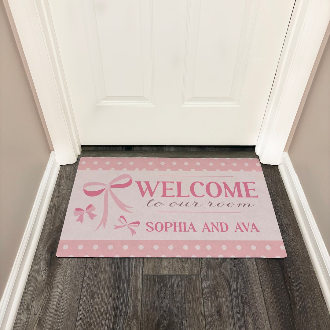Bow Print Dorm Room Welcome Mat | Dainty Bows Dorm Room Decor for Girls ...