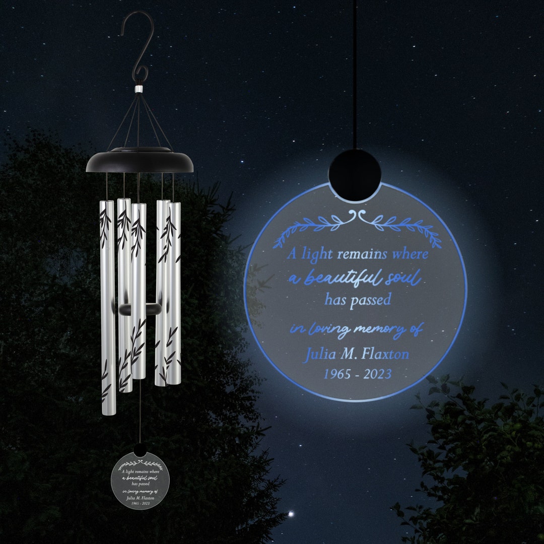 A Light Remains Memorial Solar Wind Chime Personalized Memorial Wind ...