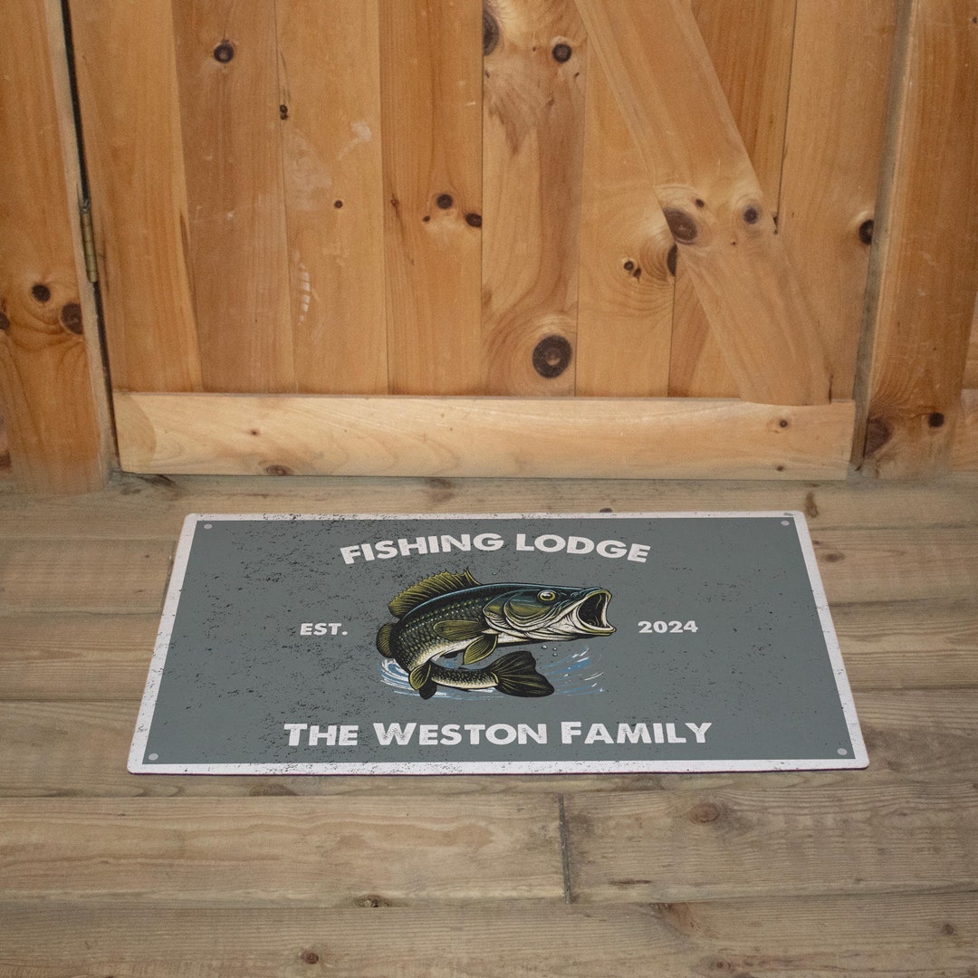 Fishing Lodge Welcome Mat | Personalized Fishing Doormat | Man Cave ...
