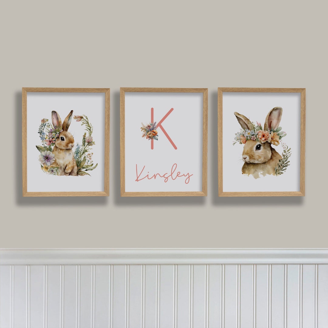 Bunny Nursery Wall Signs Personalized Bunny Wall Art for Nursery Girl's ...