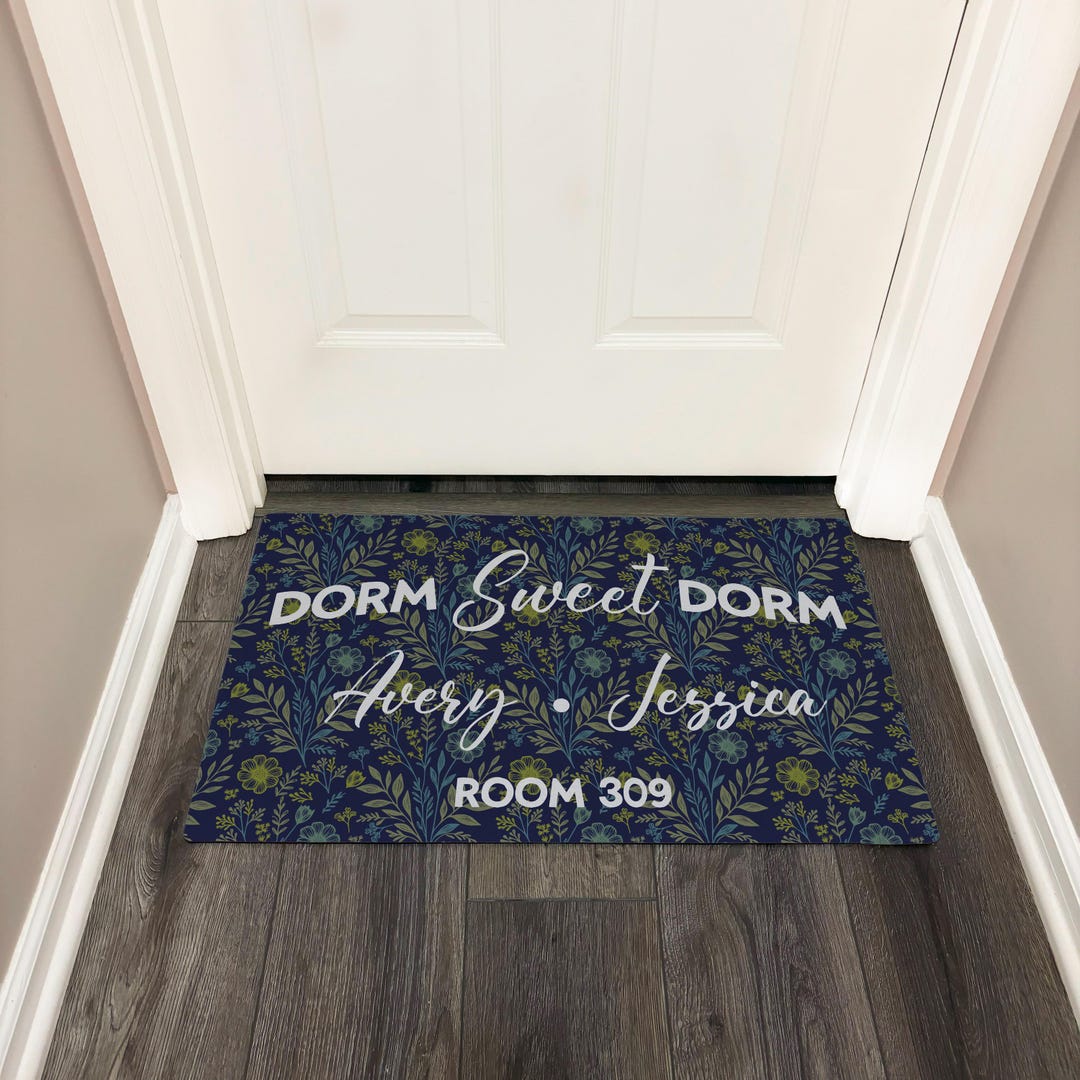 Floral Print Dorm Room Welcome Mat | Dainty Flowers Dorm Room Decor for ...