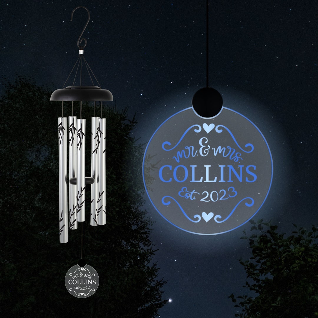Mr and Mrs Solar Wind Chime | Personalized Mr & Mrs Wind Chime | Unique ...