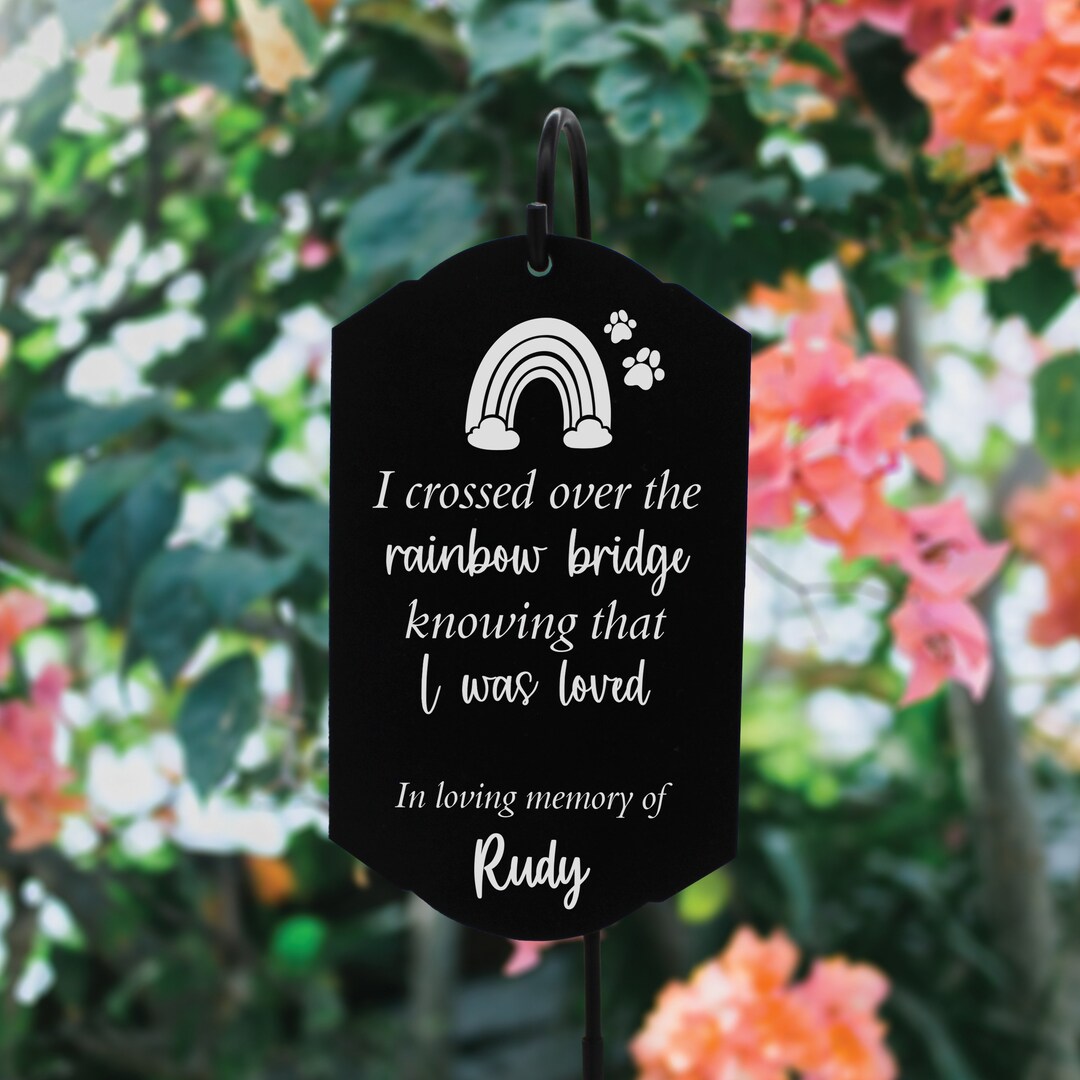 Pet Rainbow Bridge Garden Stake | Crossed Rainbow Bridge Pet Memorial ...